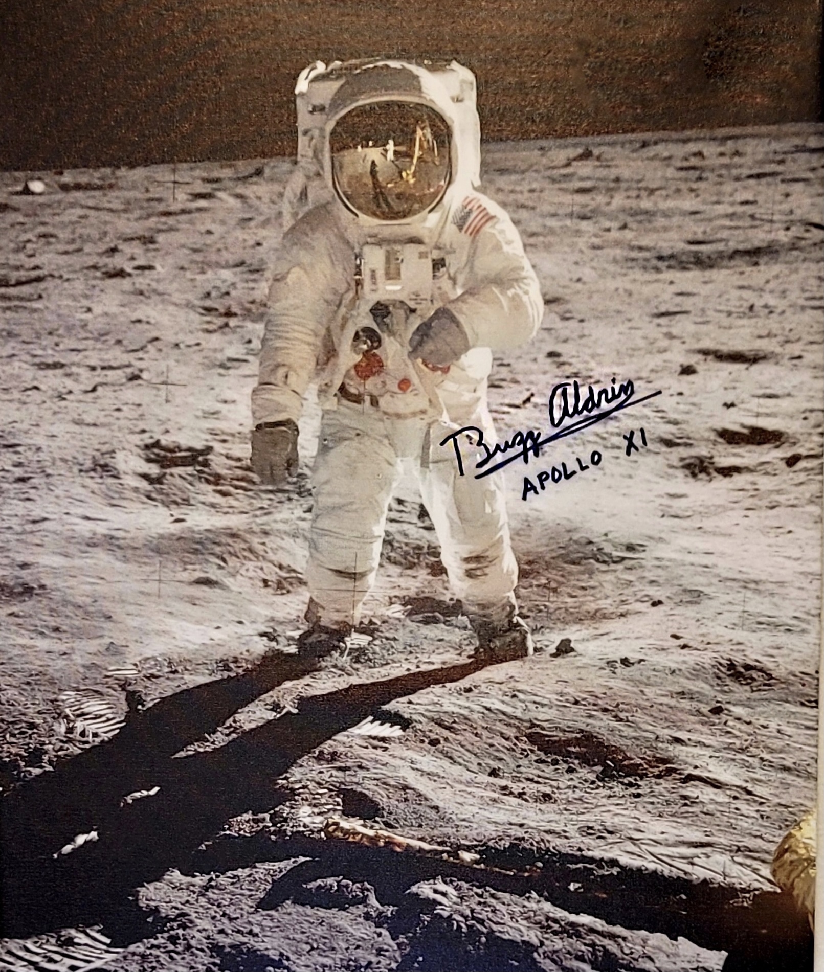 Apollo Space Shop Buzz Aldrin “visor Shot” Moon Walk Autographed Canvas