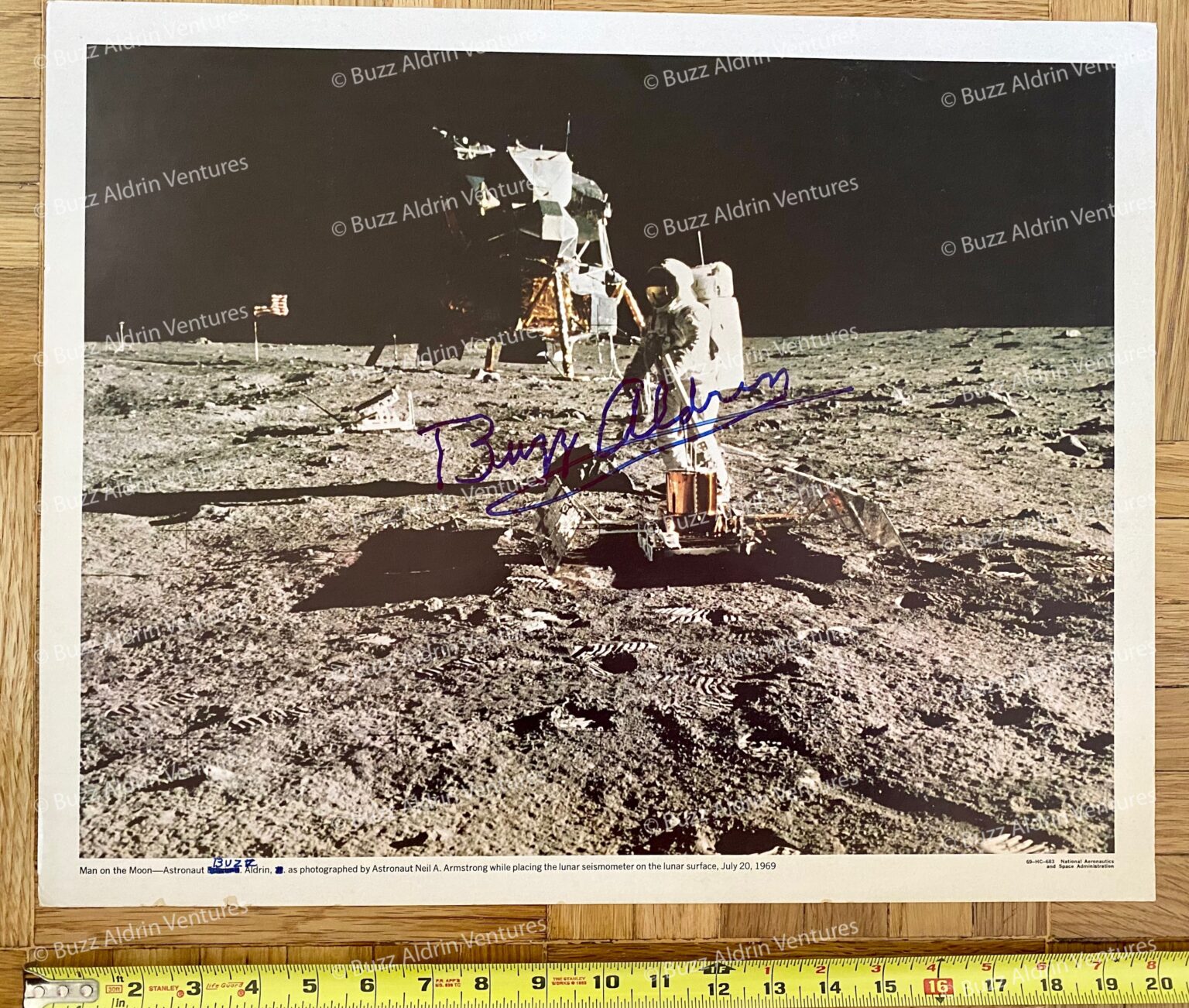 Apollo Space Shop | Vintage, 16 x 20″, Aldrin Autographed, NASA 1969 ...